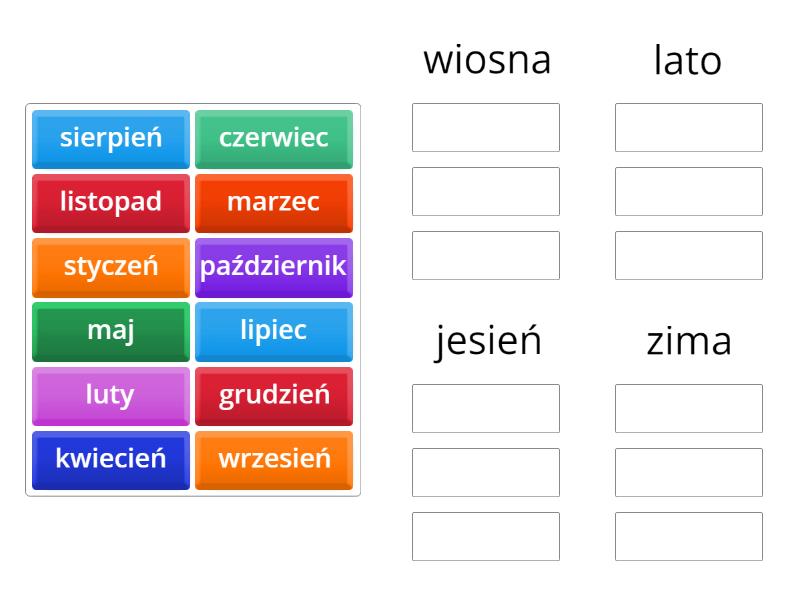 pory roku i miesiące - match up - polski A1 - Group sort