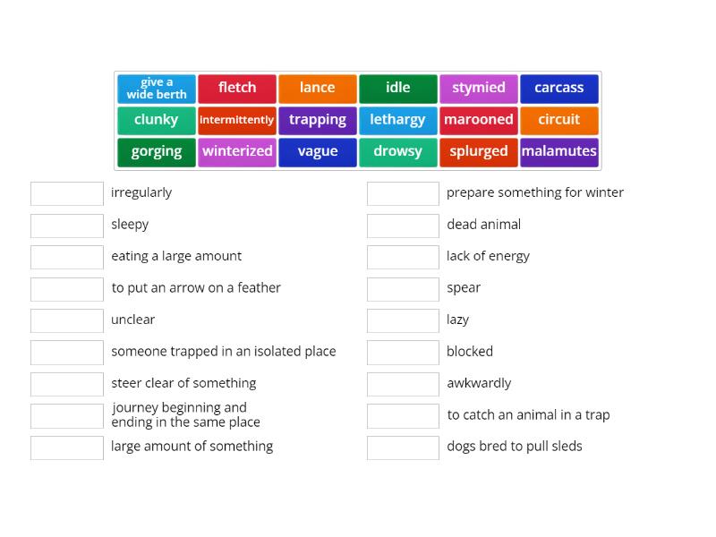 Brian's Winter Vocabulary - Match up