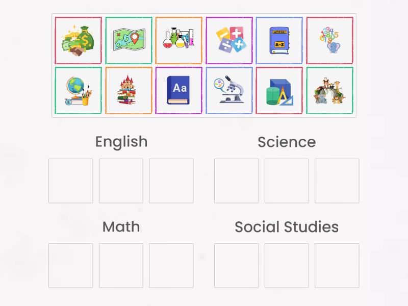 Game - (Lesson # | School Subjects) - Group sort
