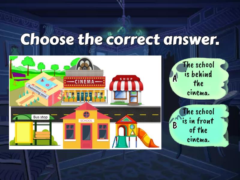 Places in town and prepositions of place - Quiz