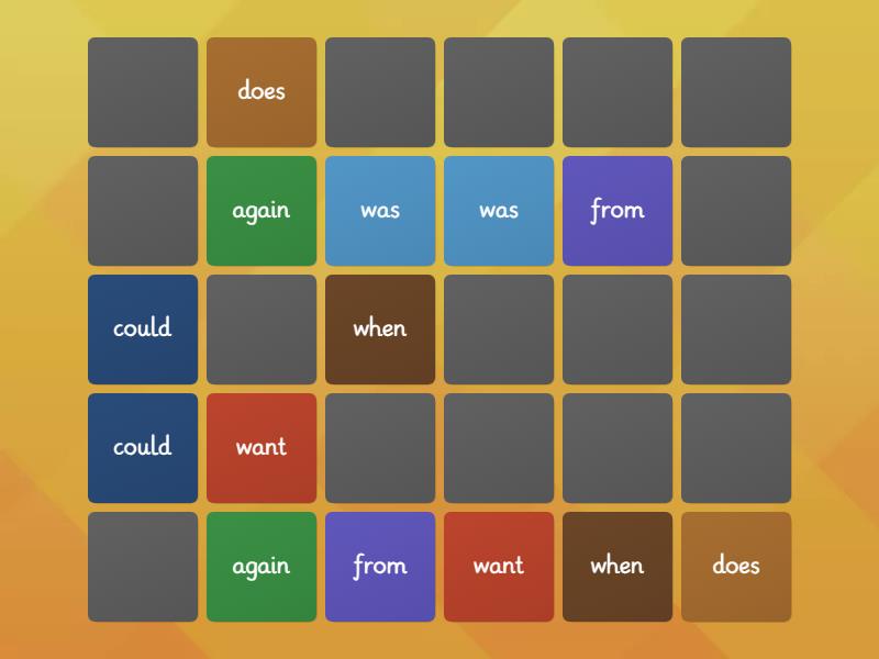 Fundations Level 3 Unit 1-3 Trick words - Matching pairs