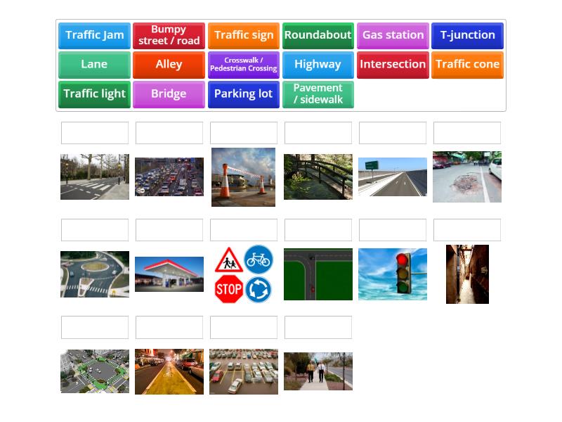Vocabulary around the traffic - Une las parejas