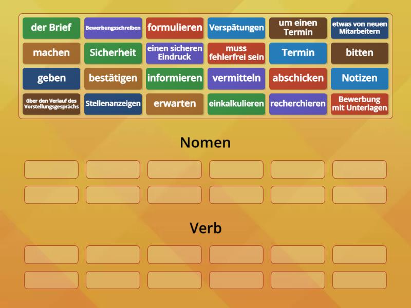 Nomen-Verb Verbindungen Bewerbungsverfahren S. 27 BSK-B2 - Group sort