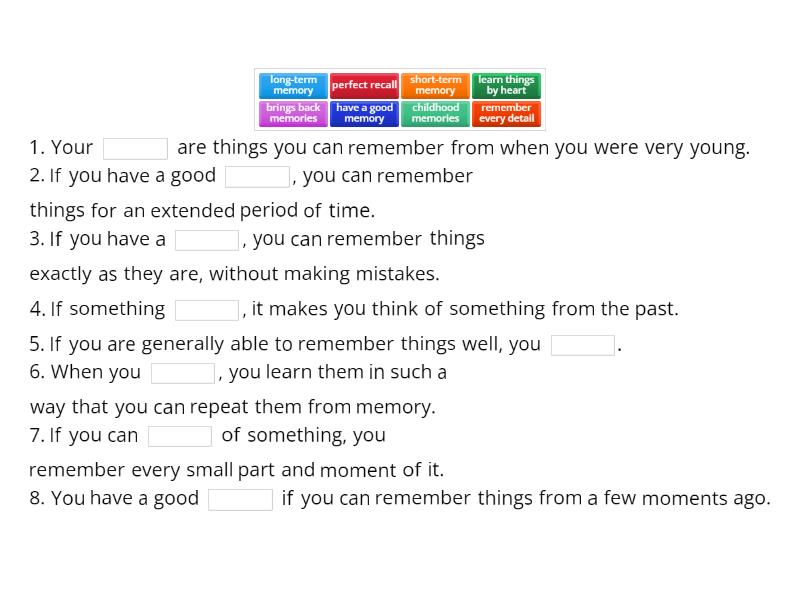 Collocations about memory - Complete the sentence