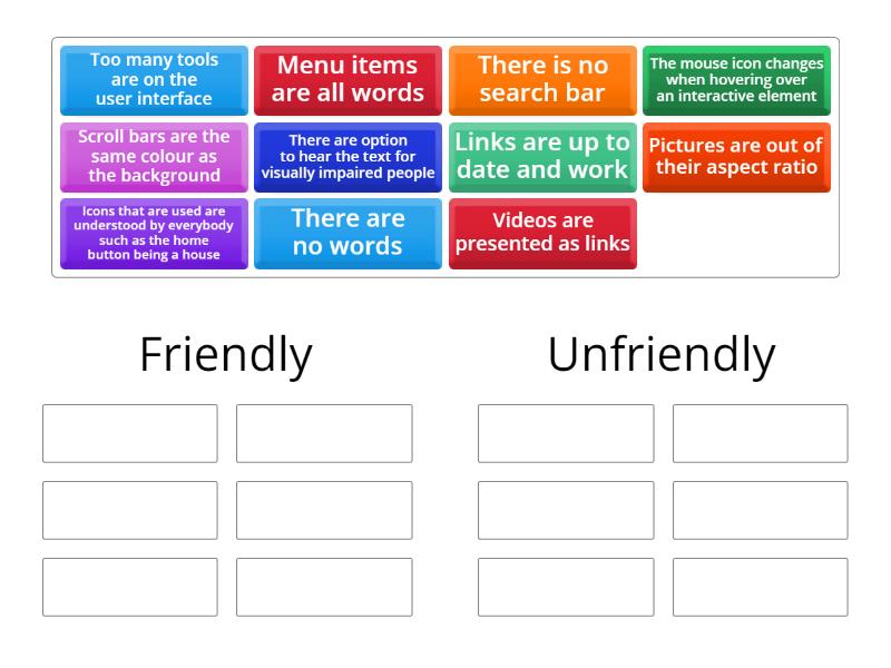 Friendly and Unfriendly User Interface Design - Group sort