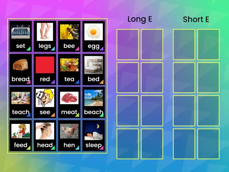 Phonics- Long E and Short E - Group sort