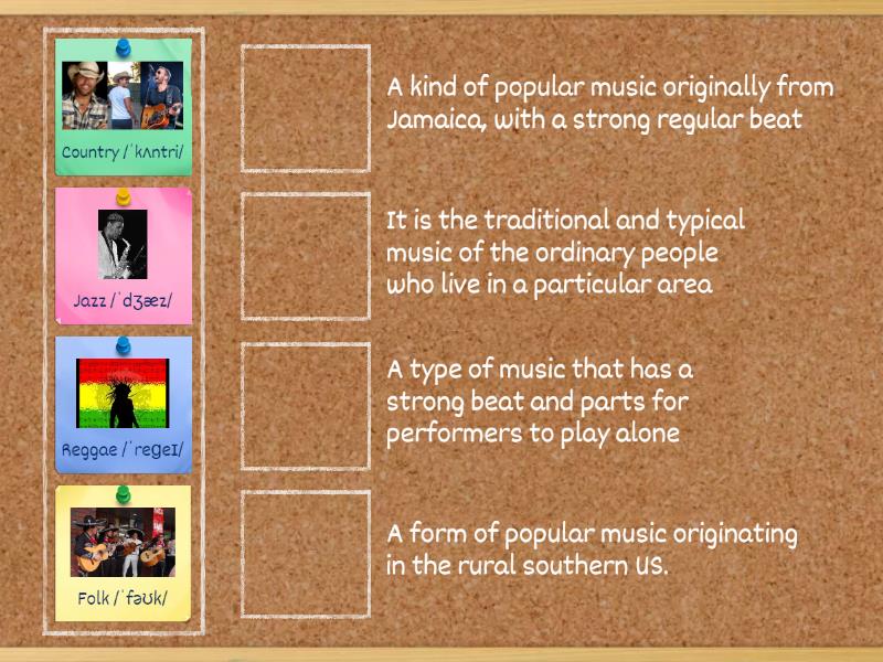 Let's work on nouns: Music Genres - Match up