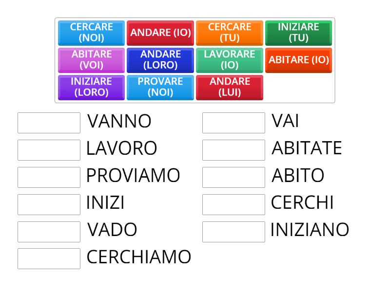 VERBI IN ARE - Match up
