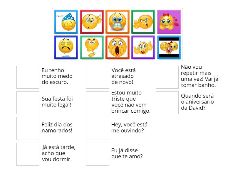 Interpretação de texto - emoticons - Match up
