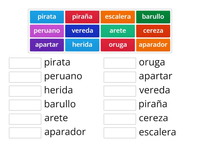 PALABRAS CON R DEBIL - Une las parejas