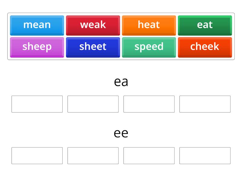 Long e vowel team sort - Group sort