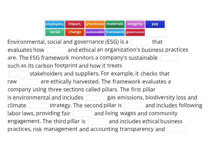 What is the environmental, social and governance (ESG) framework ...