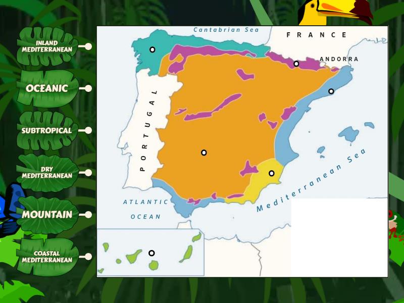 THE MAP OF CLIMATES IN SPAIN - Labelled diagram