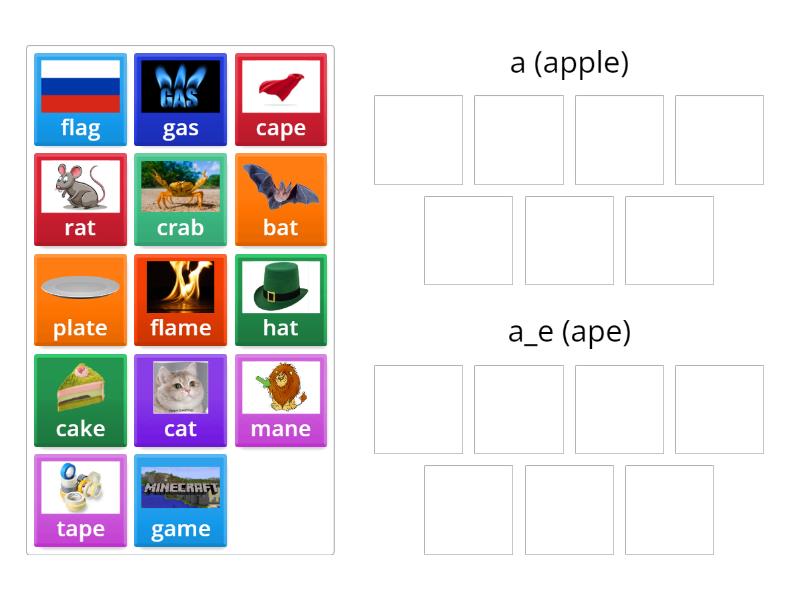 CVC a vs Silent e (a_e) - Group sort
