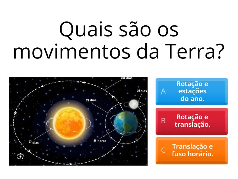 os movimentos da Terra - Quiz
