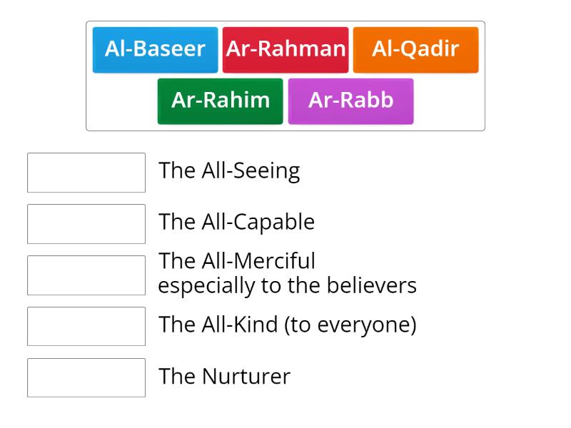 The Names of Allah- 1-5 - المطابقة