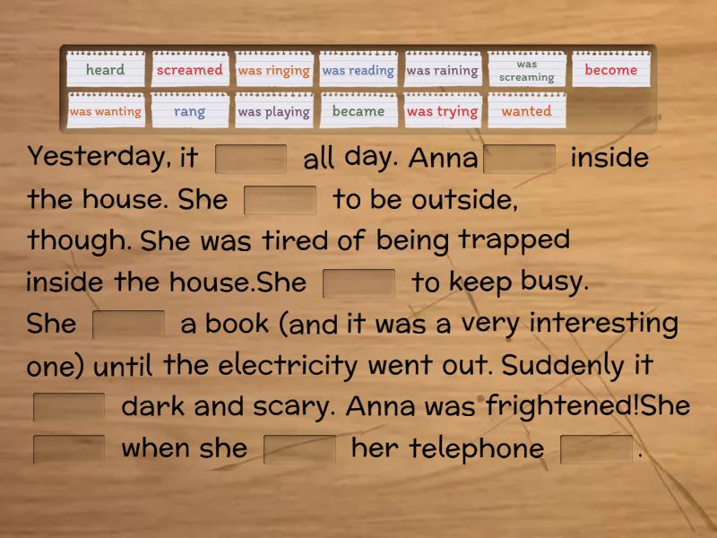 Past Simple vs Past Continuous Story - Missing word