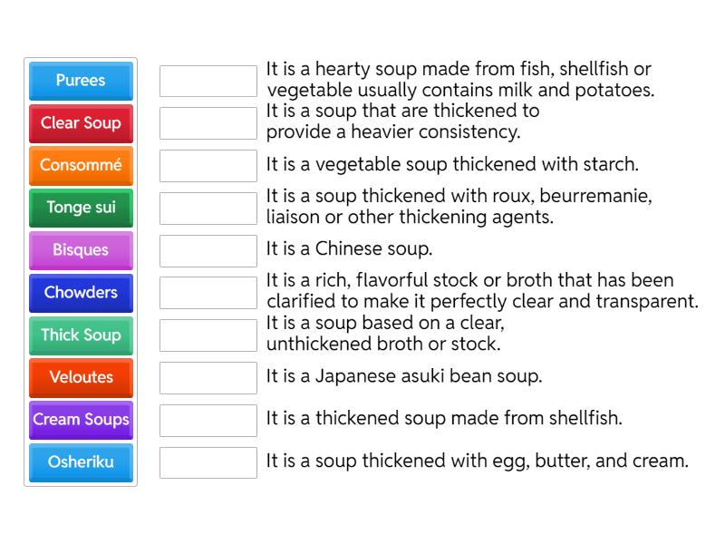 Match It Up! (Soup Preparation) - Match up