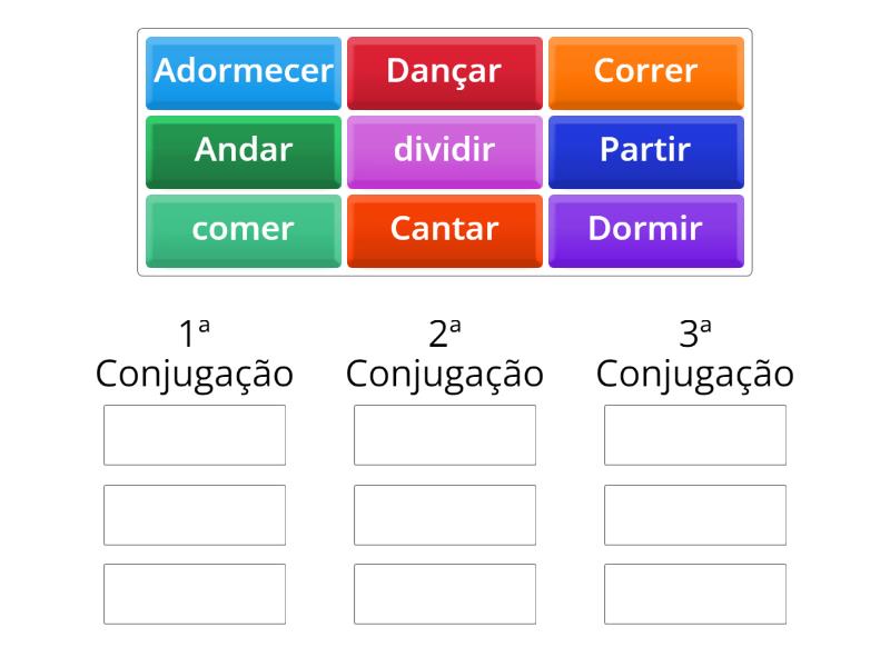 Conjugação de Verbos - Classificação em grupos