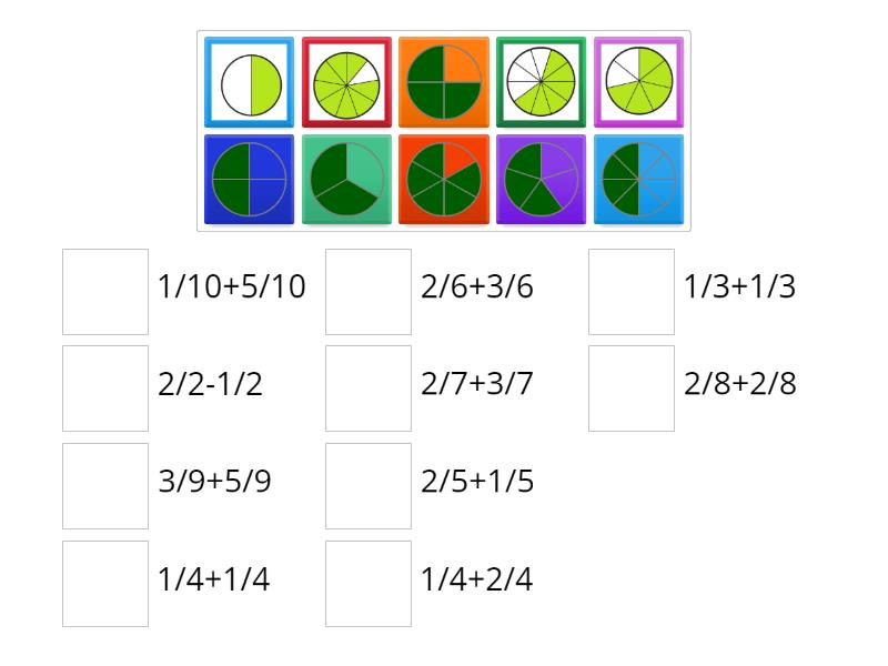 Murtoluvut - yhdistä kuva ja lasku - Match up