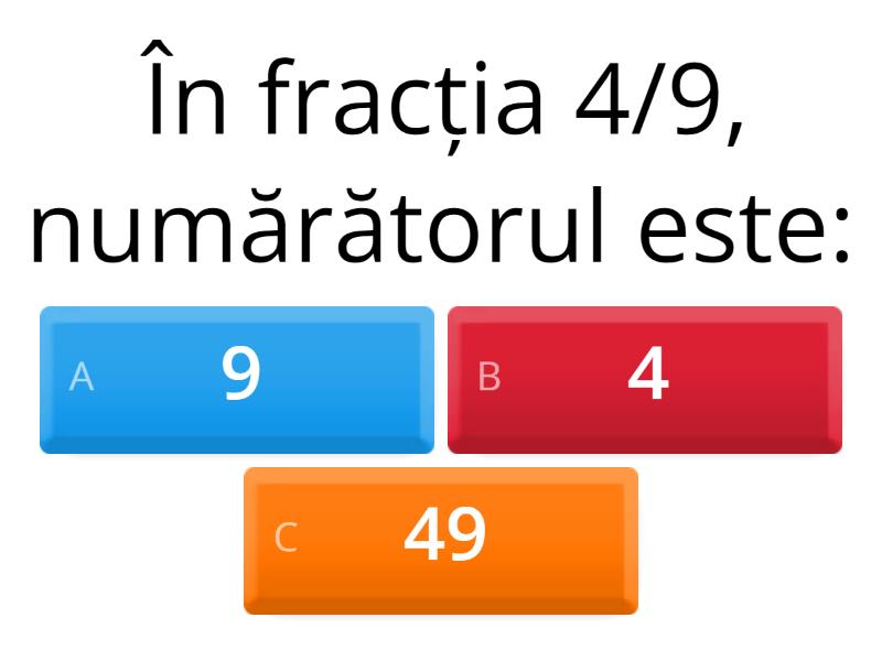 Fracții ordinare - Quiz