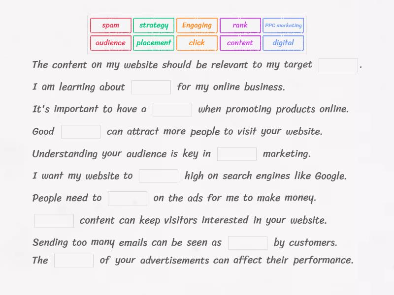 digital marketing - Complete the sentence