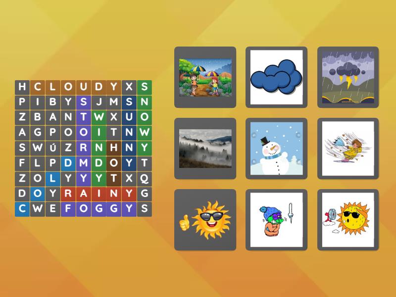 Unit 7 - Weather - Vocabulary revision - Wordsearch