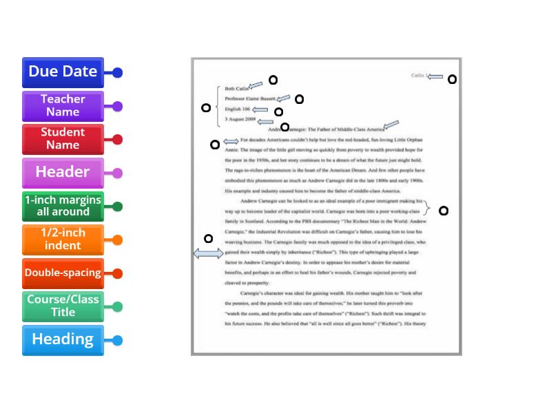 MLA 9 Format Drag & Drop - Labelled diagram