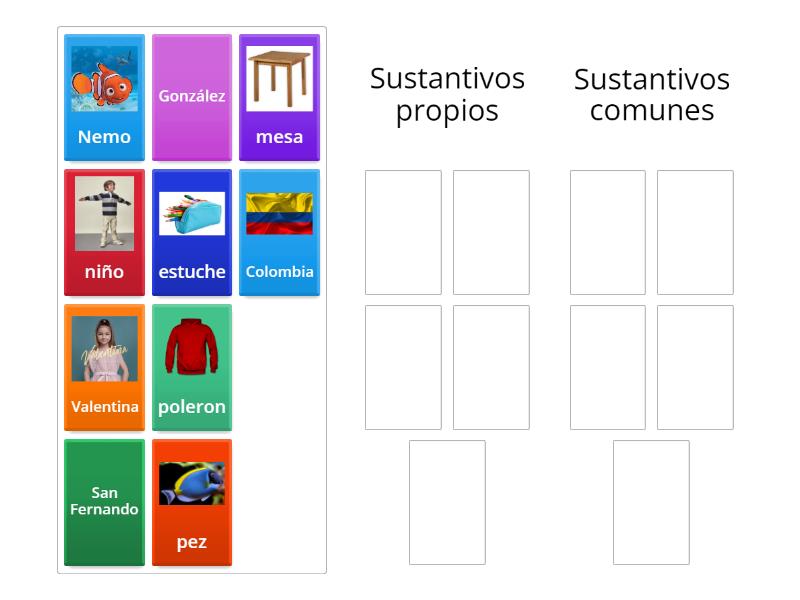 Sustantivos comunes y propios - Group sort