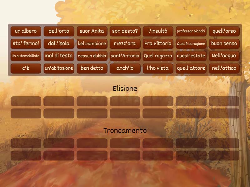 Ripasso Elisione e troncamento - Group sort