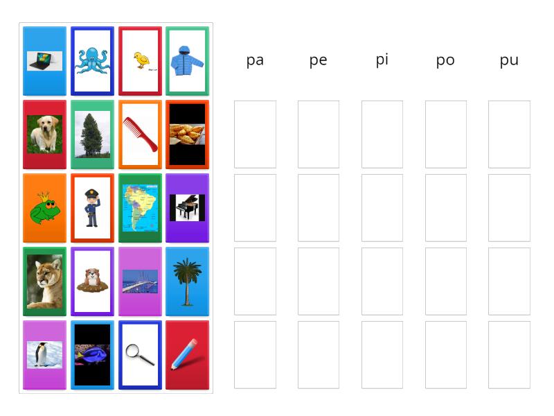 PALABRAS CON pa, pe, pi, po, pu - Group sort