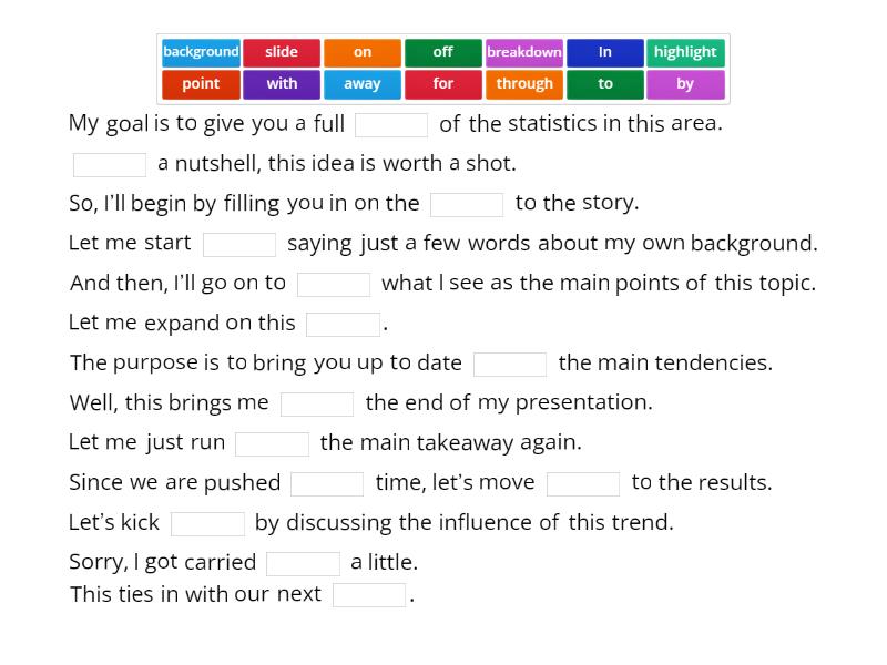 Presentation - phrases to use - Missing word
