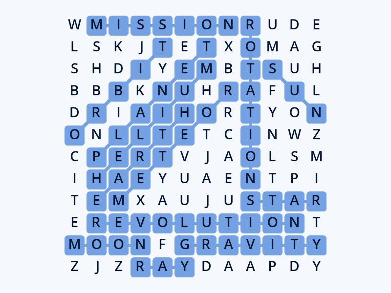 The Earth, the Sun and the Moon - Wordsearch