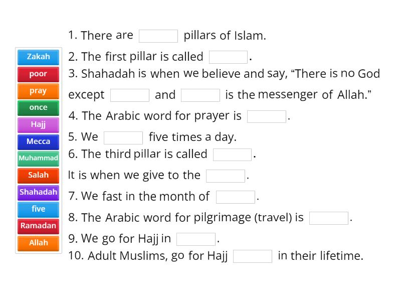 The Five Pillars of Islam - Missing word
