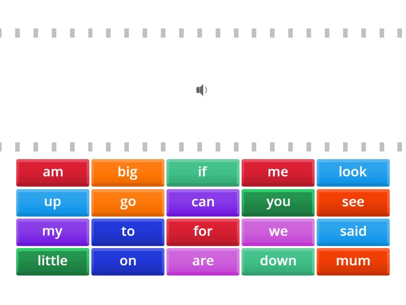 Sight Words K - List 1 - Find the match