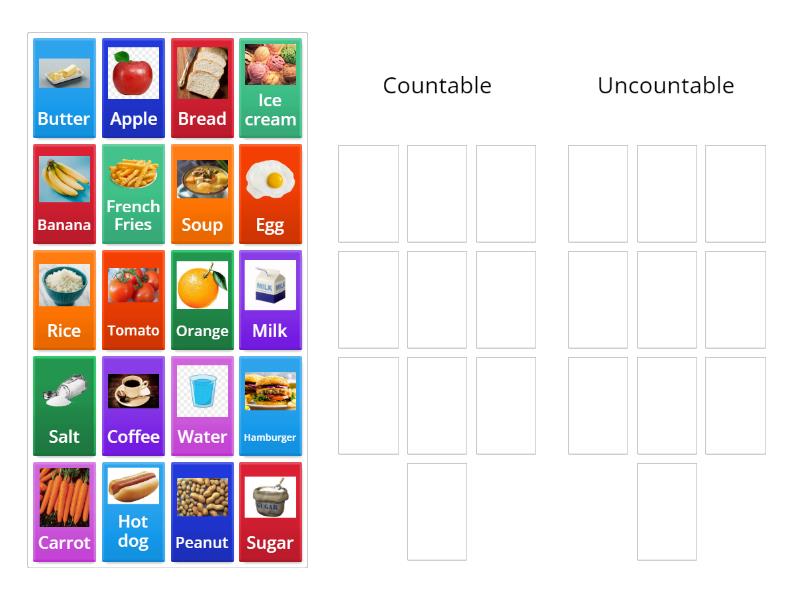 Countable and uncountable foods! - Group sort