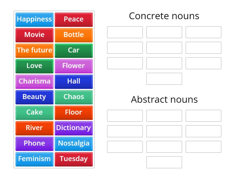 Concrete and abstract nouns - Group sort