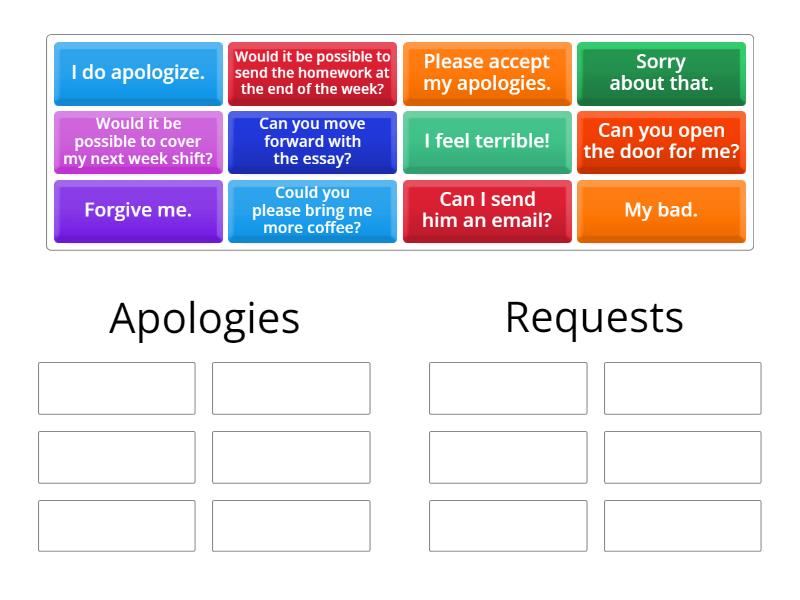 Apologies and Requests. - Group sort