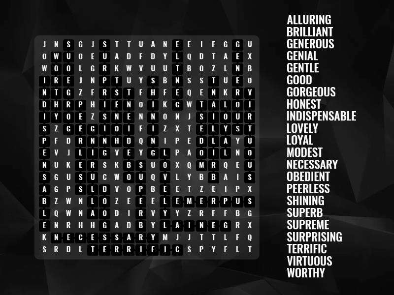 admirable adjectives (2024) - Wordsearch