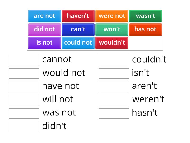 Contractions - Match up