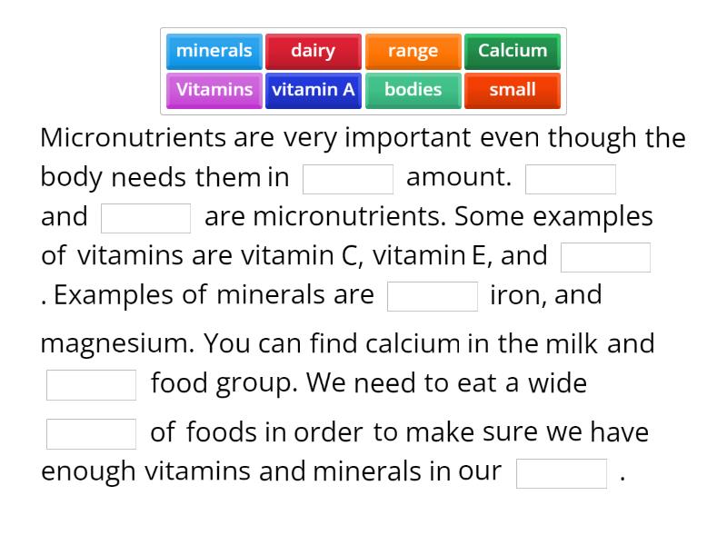 Nutrients - Complete the sentence