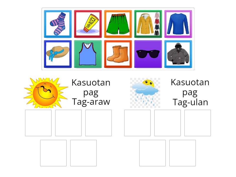 iba't ibang uri ng kasuotan - Group sort