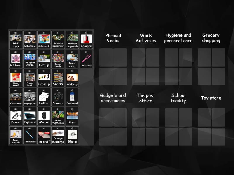 Vocabulary Sorting Game: Drag and Drop - Ordenar por grupo