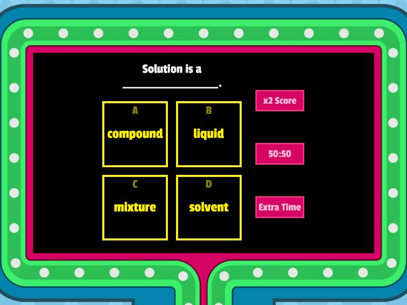 Solution and suspension - Gameshow quiz