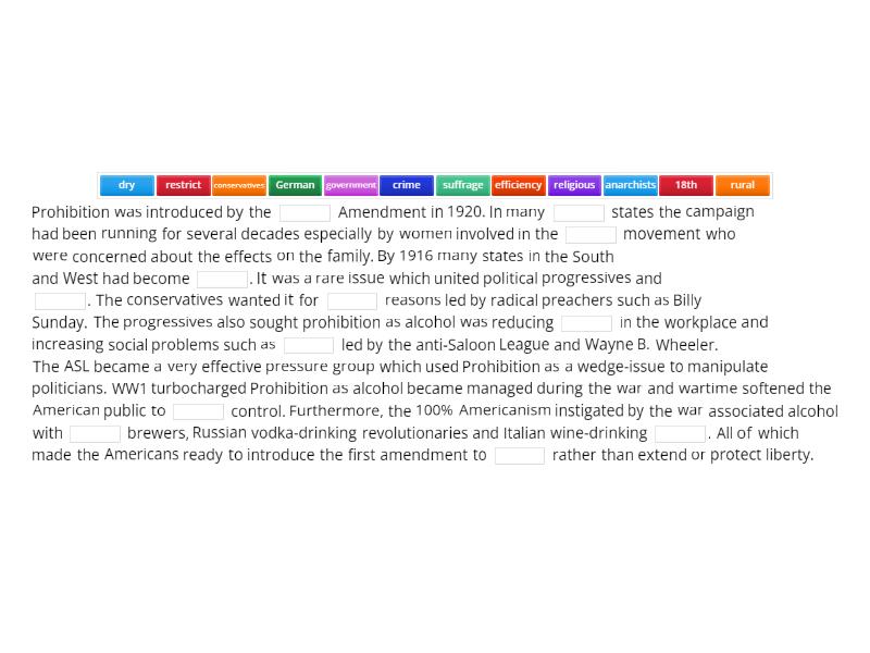 Prohibition - Complete the sentence