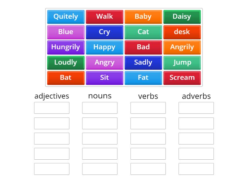Adjective-Noun-Verb-Adverb - Group sort