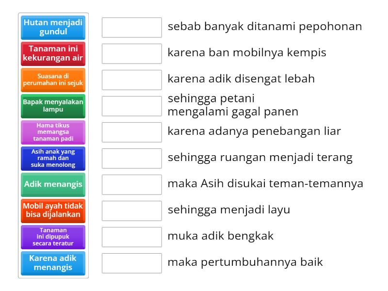 Soal Bahasa Indonesia kelas 5 Kalimat Majemuk Bertingkat - المطابقة
