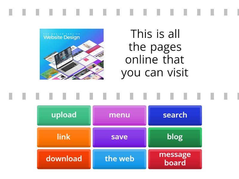 Internet nouns and verbs. - Find the match