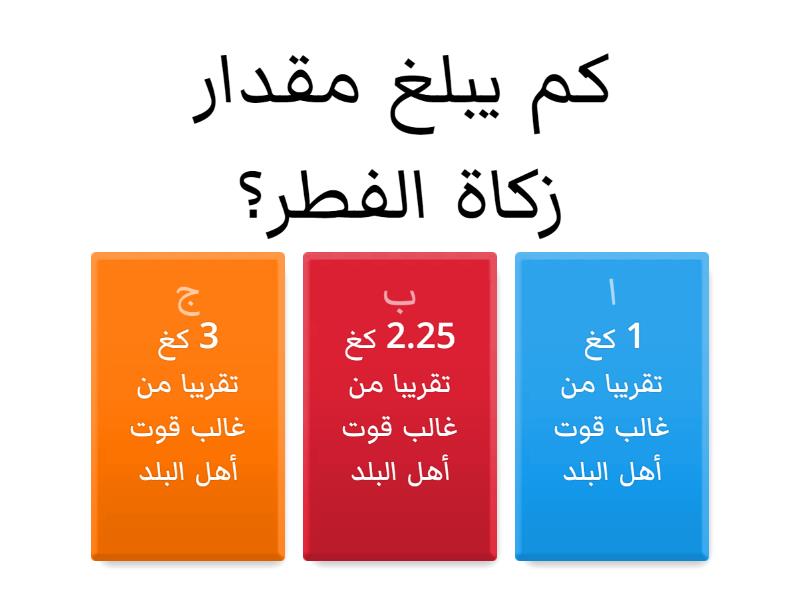 مقدار زكاة الفطر Quiz