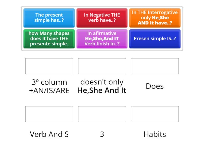 Present simple - Match up